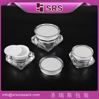 China clear high quality 15g 30g diamond cosmetic acrylic jar for sale