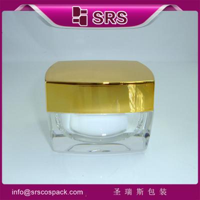 China SRS China supplier fanshion gloden empty acrylic square cosmetic cream container wholesale for sale