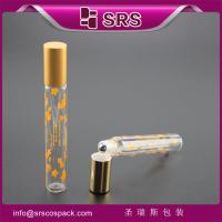 China SRS transparent with silk screen printing 10ml empty glass roll on bottle with shiny lid for sale