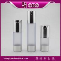 China TA021 15ml 30ml 50ml matte clear bottle with silver shoulder and base airless bottle for sale