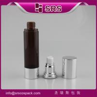 China injection amber color bottle with aluminum shoulder and base for lotion for sale