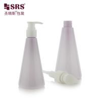 China Triangle Shape Luxury Injection Violet Plastic Pump Custom Color Lotion PET Bottle for sale