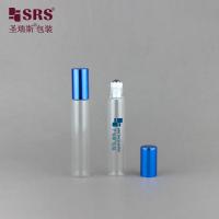 China 8ml Blue Aluminum Shiny Cap Glass Tube Clear Perfume Roll On Bottle for sale