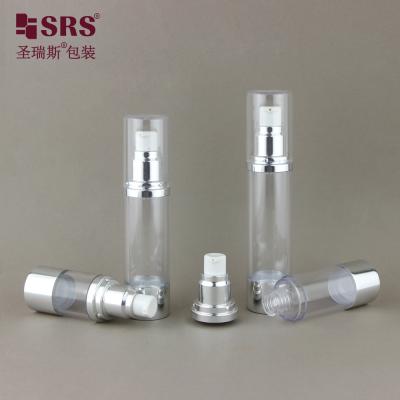 China 15ml 30ml 40ml 50ml Round Transparent AS Cosmetic Serum Bottle Airless for sale