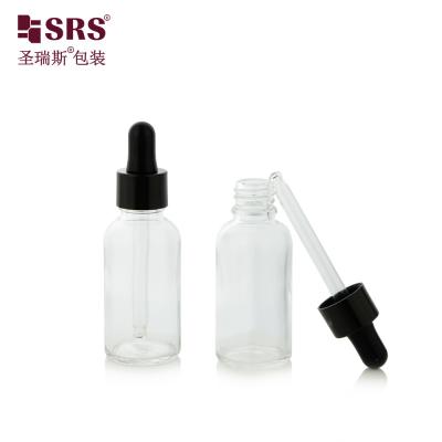 China 30ml Clear Stock Color Fast Delivery Ready To Ship Round Glass Dropper Bottle for sale