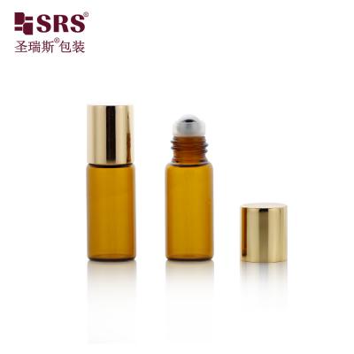 China BLP-3ML No Leakage Amber Glass Roller Steel Ball Bottle For Essential Oil Perfume Cosmetic Packaging Customization for sale