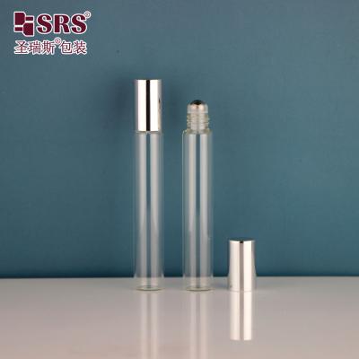China 15mm diameter tube  tube glass 10ml stainless steel roller ball roll on bottle with shiny metal aluminium cap for essential oils empty perfumes packaging for sale