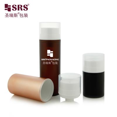 China PA608 Painting Matte Custom Color Brown Luxury Facial Mask Body Cream Hand Cream Airless Bottle For Cosmetic for sale