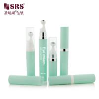 China A0035 7.5ml 10ml 15ml Round Airless Press Style Plastic PP PCR Eye Serum Roller Massage Steel Ball Bottle for sale