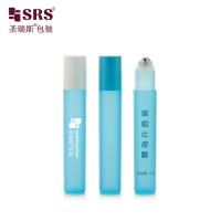 China RPP-15ML Semi-Transparent Baby Blue Frosted Plastic Roller Applicator Cylinder Anti-Itch Liquid Bottles Packaging for sale