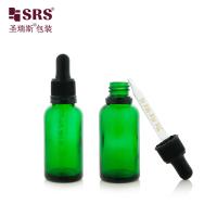 China D003-1 Green Glossy Glass Dropper Bottle With TE Tamper Evident Lid For Fragrance No Leakage Sealed for sale