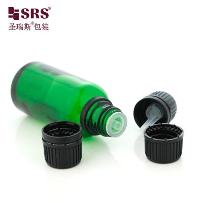 China G001 Molded Glass Bottles with Plug Screw and Tamper Evident Caps Ideal for Storing and Preserving Essential Oils Featuring Durable Black Plastic Caps for sale