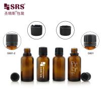 China G001-2 Amber Round Mold Glass Bottle With Tamper Evident Screw Cap Plastic Plug For Essential Oil Container Packaging for sale