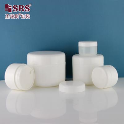 China SRSA 15g 20g 30g 50g 100g 150g 200g 250g Round Corner Plastic Injection White Glossy Single Wall Jar Packaging for sale