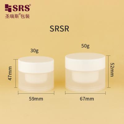 China SRSR 30g 50g Empty Cosmetic Injection Plastic Cream Jar Replaceable Frosted Clear Container for sale