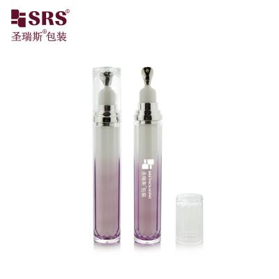 China LR001-15ML Customization Painted Gradient Color Acrylic Double Wall Bottle With Metal Applicator For Eye Cream for sale