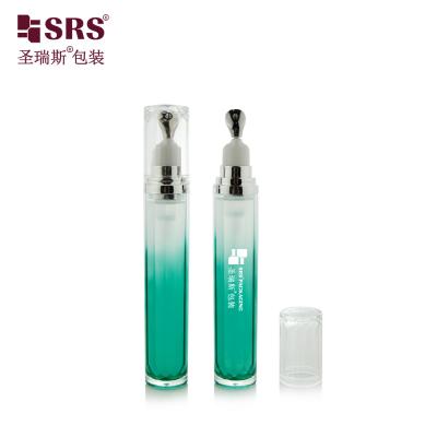 China LR001-15ML High End Luxury Skincare Eye Gel Applicator Metal Zinc Head Acrylic Lotion Bottle Container Tube for sale