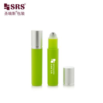 China RPA-10ML Injection Matte Green Frosted Plastic PP PCR Roller Steel Ball Bottle With Aluminum Cap For Anti-Itch Liquid for sale
