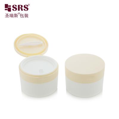 China SRS1 120g 150g Custom Light Warm White PP PCR Recycled Body Scrub Cream Jar Container With Spoon for sale