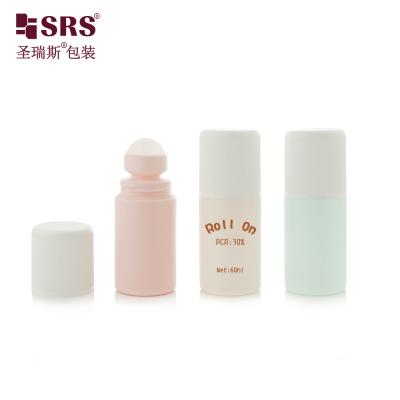 China RPPC1-60ML Injection Blow Custom Color PP PCR Recycled Plastic Roll On Deodorant Gel Bottle for sale