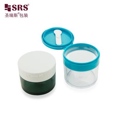 China PETG003 100g 120g 150g 200g 250g Injection Custom Semi-transparent Color Plastic Body Scrub Jar Spoon With Magnet for sale