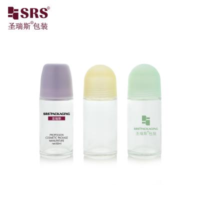 China BLPG-C 60ml Wholesale Beauty Clear Glass Roll On Deodotant Packaging Bottle With Plastic Dome Cap for sale