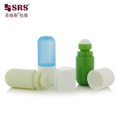 China RPPA1-50ML Round Bottom Plastic PP PCR Roller Ball Bottle For Antiperspirant Packaging CRC for sale