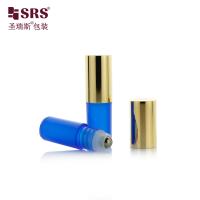 China SRS packaging supplier 3ml metal ball plastic roll-on bottle with gold cap for sale