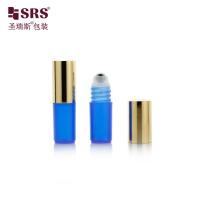China SRS packaging supplier 3ml metal ball plastic roll-on bottle with gold cap for sale