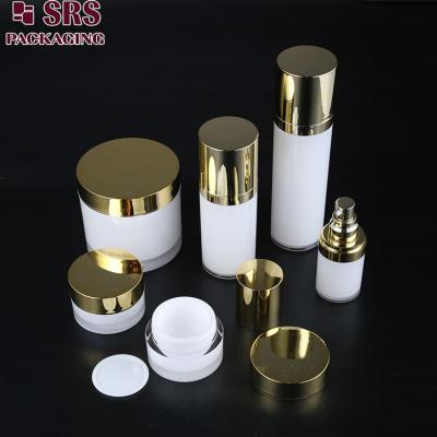 China SRS free sample plastic recycled skin care acrylic packaging jar and round lotion bottle for sale