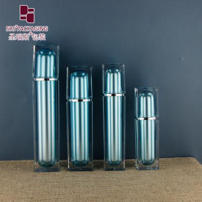China L059 Shengruisi Newest Design empty square metalized Acrylic Luxury Pump Skincare Lotion Bottle for sale