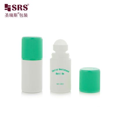 China RPPC1-60ML White Bottle With Green Injection Double End CRC Cap Ribbed For Deodorant Gel Pain Relief for sale