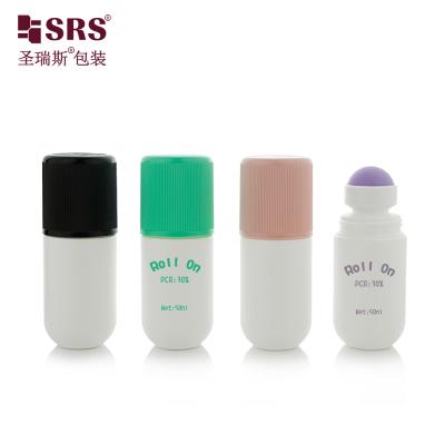 China RPPA1-50ML Round Bottom PP Solid Color With Colorful Cap Customized No Leakage Pain Relief Gel Roll On Massage Bottle for sale