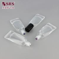 China GB3-10ML Empty Clear Glass Roll-On Bottle With Gemstone Ball Bamboo Cap With Hook for sale