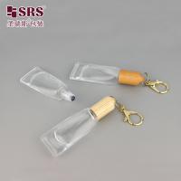 China GB3-10ML Empty Clear Glass Roll-On Bottle With Gemstone Ball Bamboo Cap With Hook for sale