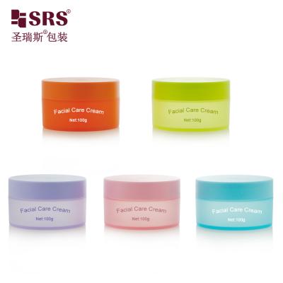 China SRSQ 100g PP PCR Injection Custom Color Matte In Mold Plastic Cream Jar Container For Facial Cream for sale