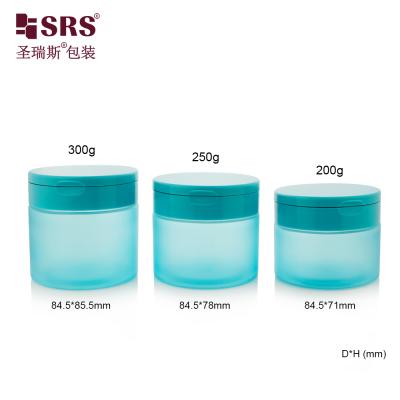 China PET007 200g 250g 300g Plastic PET Cream Jar With Flip Cap For Body Scrub Toner Pads Wirh Spoon for sale