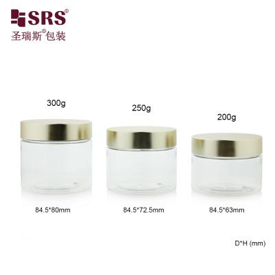 China PET008 200g 250g 300g Plastic Inject-Blow PET Jar With Screw Cap For Body Scrub Hair Masks Cream for sale