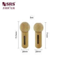 China BG-5ML Cute Mini Portable Round Bottom And Round Cap Bamboo Roller Steel Ball Bottle For Essential Oil Perfume for sale