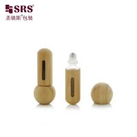 China BG-5ML Cute Mini Portable Round Bottom And Round Cap Bamboo Roller Steel Ball Bottle For Essential Oil Perfume for sale