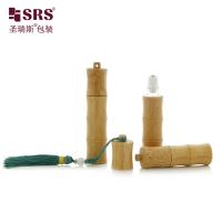 China BG-5ML 10ML Unique Design Bamboo Glass Perfume Roll On Bottle With Hook Key Chain for sale