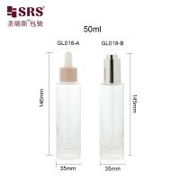 China GL018 50ml Cylinder Round Shape Thick Wall Glass Dropper Bottle For Skincare Serum for sale