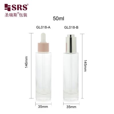 China GL018 50ml Cylinder Round Shape Thick Wall Glass Dropper Bottle For Skincare Serum for sale