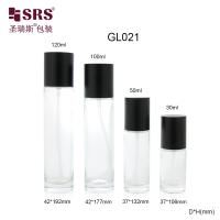 China GL021 30ml 50ml 100ml 120ml Clear Mold Glass Lotion Pump Bottle With Black Cap Customized for sale