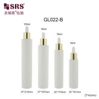 China GL022 30ml 50ml 80ml 100ml Painted White Color Glass Bottle With Dropper Lotion Gold Cap Luxury For Skincare Facial Serum for sale