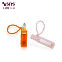 China BLPM-10ML Thick Wall Clear Glass Roll On Bottle With Silicone Cover For Perfume Oil for sale