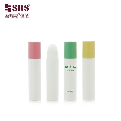 China RPPI 20ml Flat Round Empty PP Plastic Roll On Deodorant Gel Bottle Customization Antiperspirant Applicator for sale