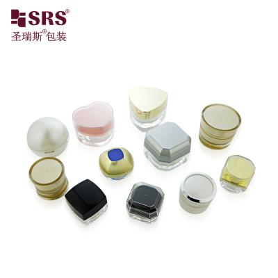 China 5g 10g Luxury Acrylic Mini Sample Size Eye Cream Plastic Jar container Cosmetic Nail Gel Packaging for sale