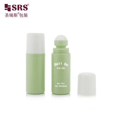 China RPPC 75ML PP PCR Recycled Eco Friendly Deodorant Gel Roller Bottle With Glossy Flat Cap for sale