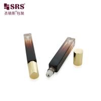 China GB2 Square Shape Luxury Empty Thick Wall Glass Roller Steel Ball Bottle For Perfume Oil for sale